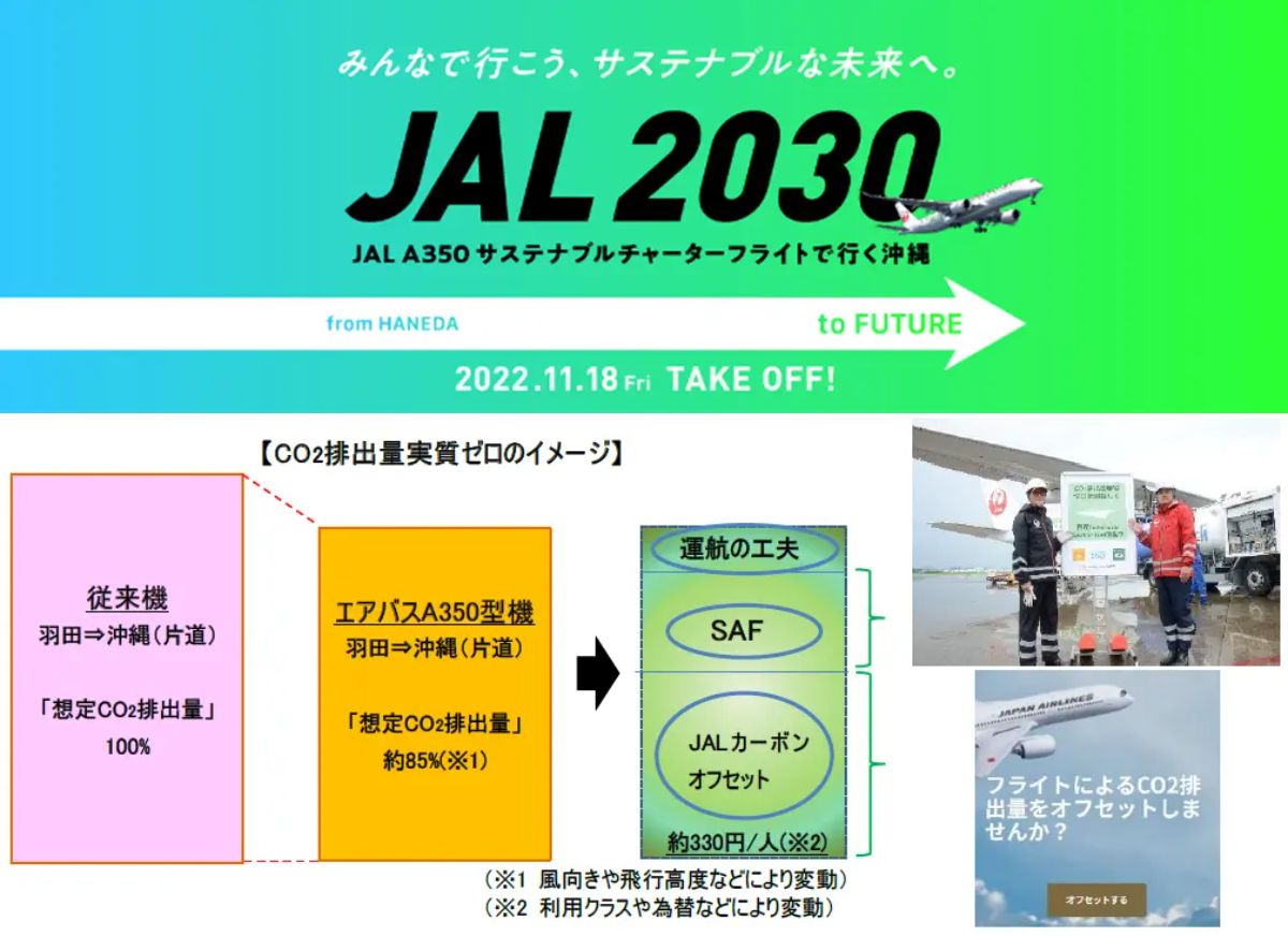 JAL、CO2排出量実質ゼロのフライトを実現 11月18日に「サステナブルチャーターフライト」を東京-沖縄線で運航 | AMP[アンプ] - ビジネスインスピレーションメディア