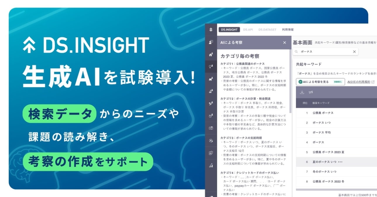 LINEヤフー「DS.INSIGHT」、生成AIが検索データ結果の分析などをサポートする機能を試験導入 大量データの考察作成を簡略化 | AMP[アンプ] - ビジネスインスピレーションメディア